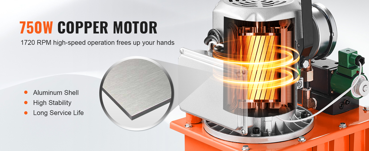 Bomba hidráulica eléctrica VEVOR, 10000 PSI 750W 110V 488 in³/8L de capacidad, válvula solenoide ...