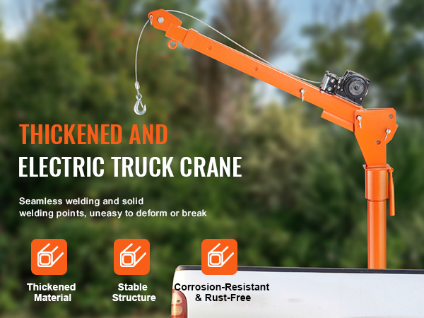 VEVOR Electric Pickup Truck Crane, 1100 lbs Capacity, 360° Swivel, Truck Jib Crane Hoist with ...