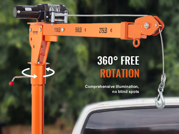 VEVOR Electric Pickup Truck Crane, 1100 lbs Capacity, 360° Swivel, Truck Jib Crane Hoist with ...
