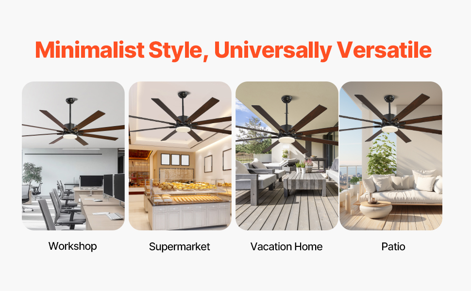 72 Inch Ceiling Fan with Light 6-Speed Remote Control Reversible Motor ...