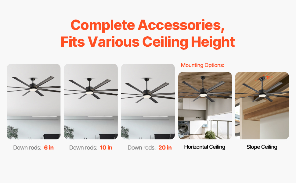 84 Inch Ceiling Fan with Light 6-Speed Remote Control Reversible Motor ...