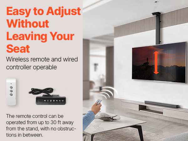 Motorized Ceiling TV Mount 32-55 in Screen Electric Adjustable TV Mount ...