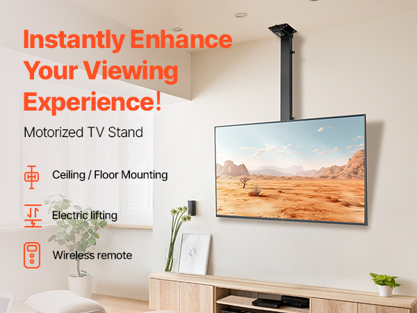 Motorized Ceiling TV Mount 32-55 in Screen Electric Adjustable TV Mount ...