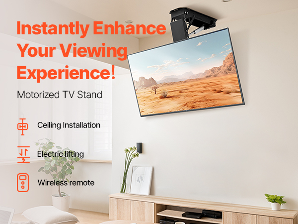 Support TV de plafond motorisé VEVOR Support TV électrique rabattable ...