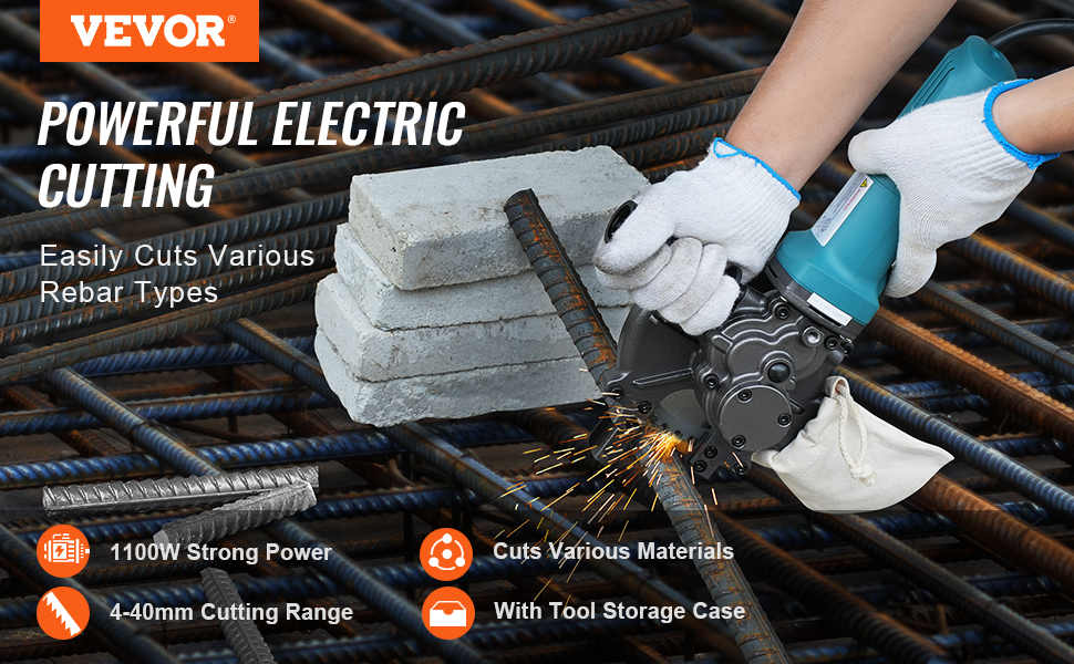 VEVOR 1100W Electric Rebar Cutter Cutting up to 3/2In 4-40mm | VEVOR US