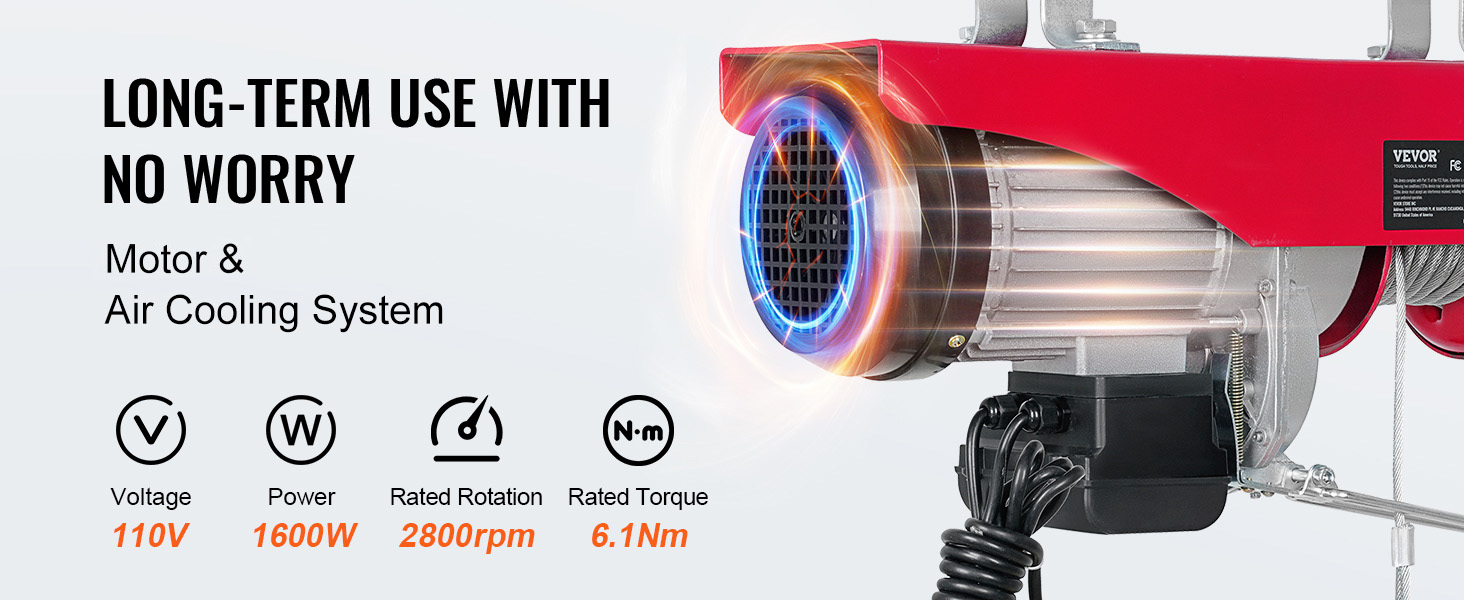 VEVOR 2200 lbs Attic Lift, 1600W 110V Electric Hoist with 14ft Wired ...