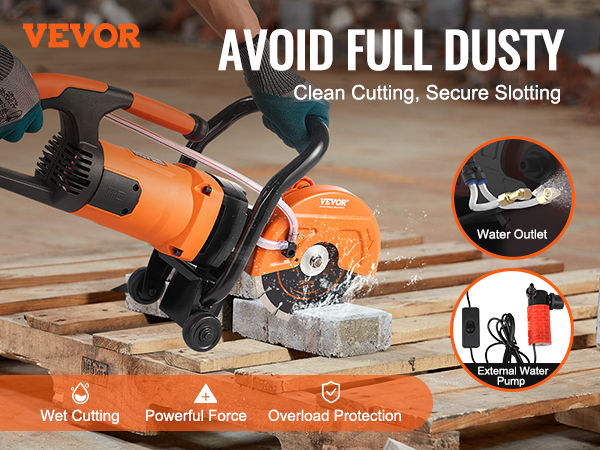 VEVOR 7'' Electric Concrete Saw Wet/Dry Saw Cutter with Water Pump and Blade | VEVOR EU