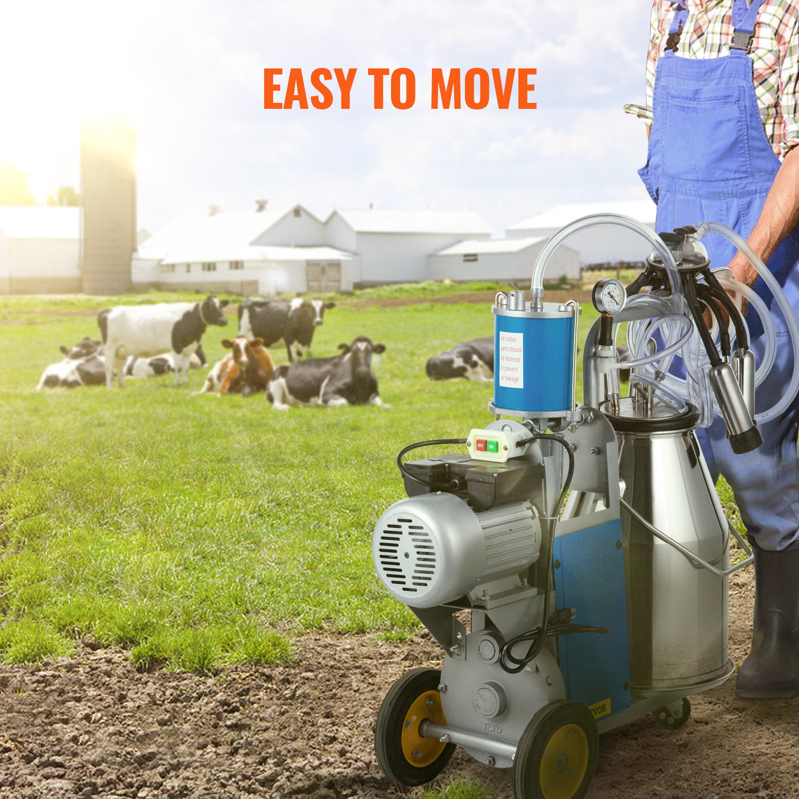 VEVOR Electric Cow Milking Machine, 1440 RPM 10-12 Cows Per Hour ...