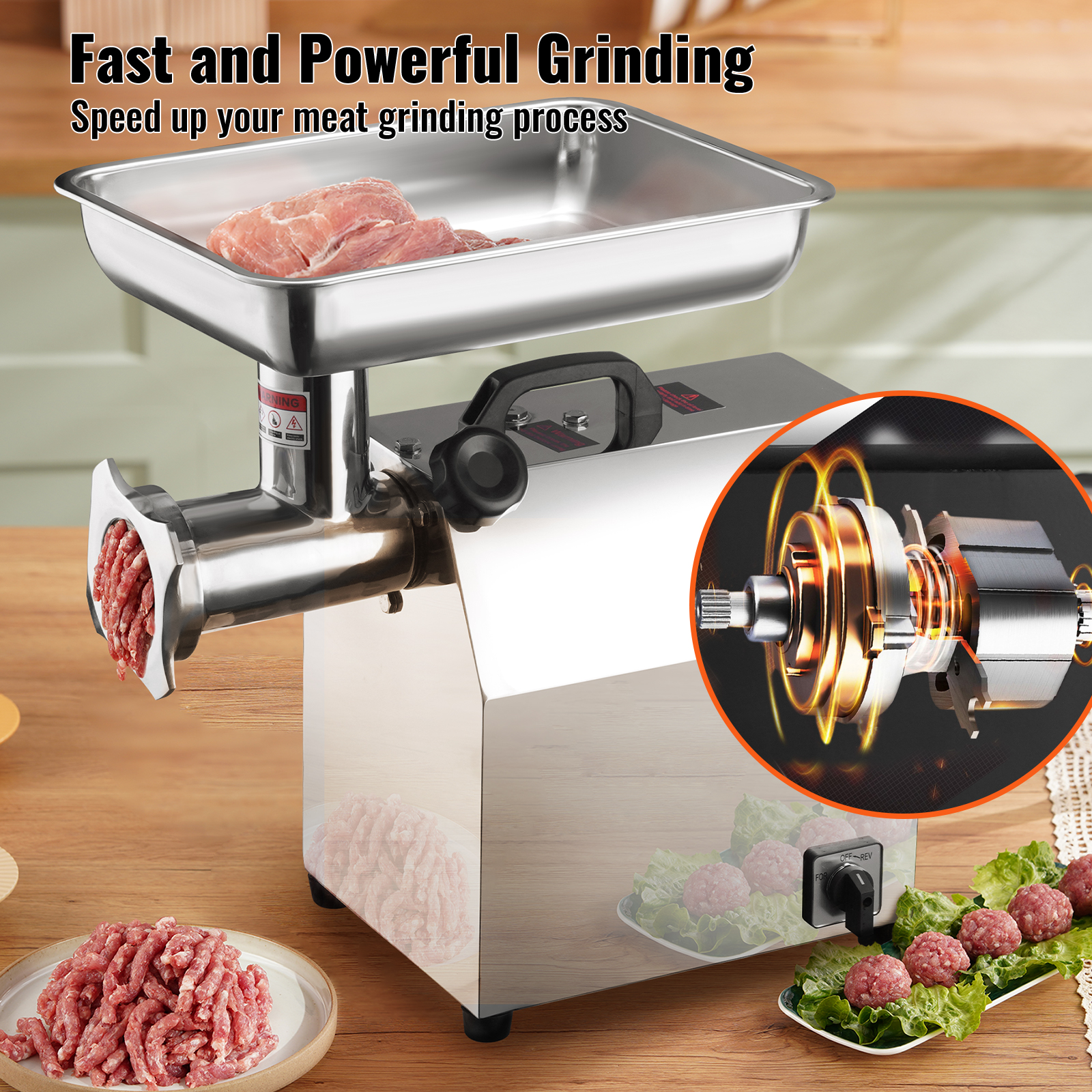 VEVOR Electric Meat Grinder, 8.3 Lb/Min, 650W（3800W MAX) Industrial ...