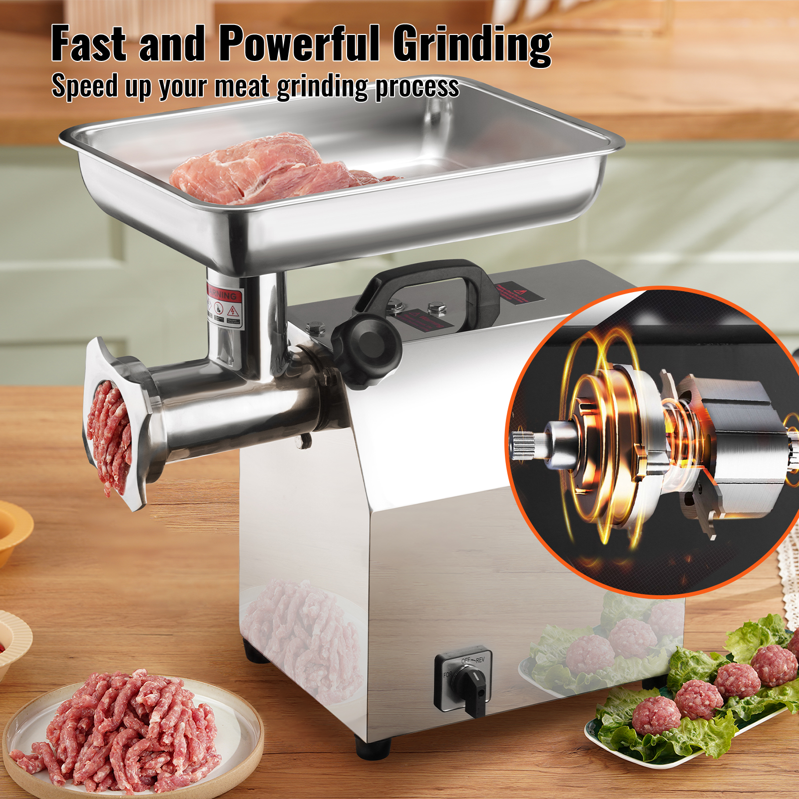 VEVOR Electric Meat Grinder, 794 Lb/H Capacity, 1100W (6000W MAX ...