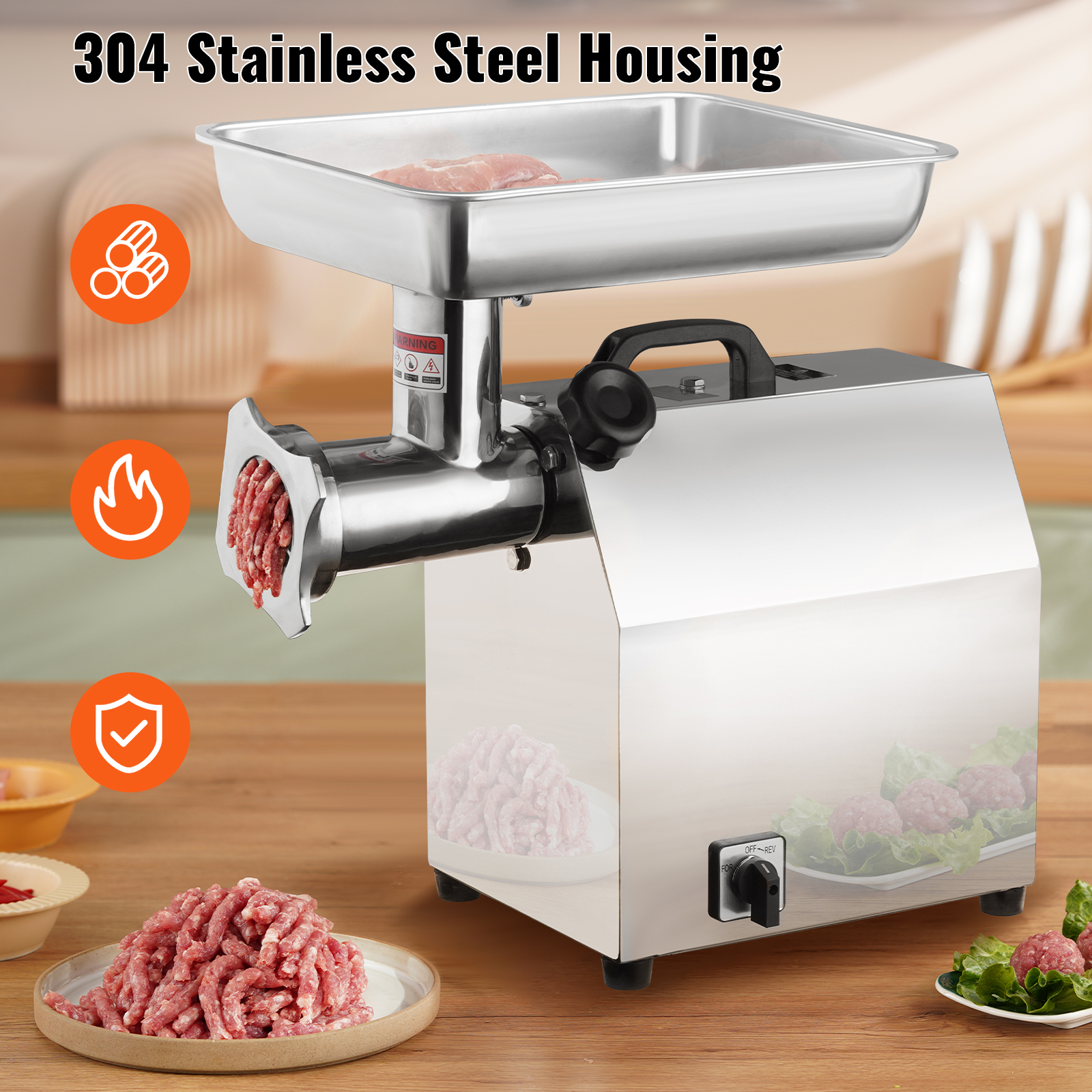 VEVOR Electric Meat Grinder, 396 Lb/H Capacity, 1100W (4600W MAX ...