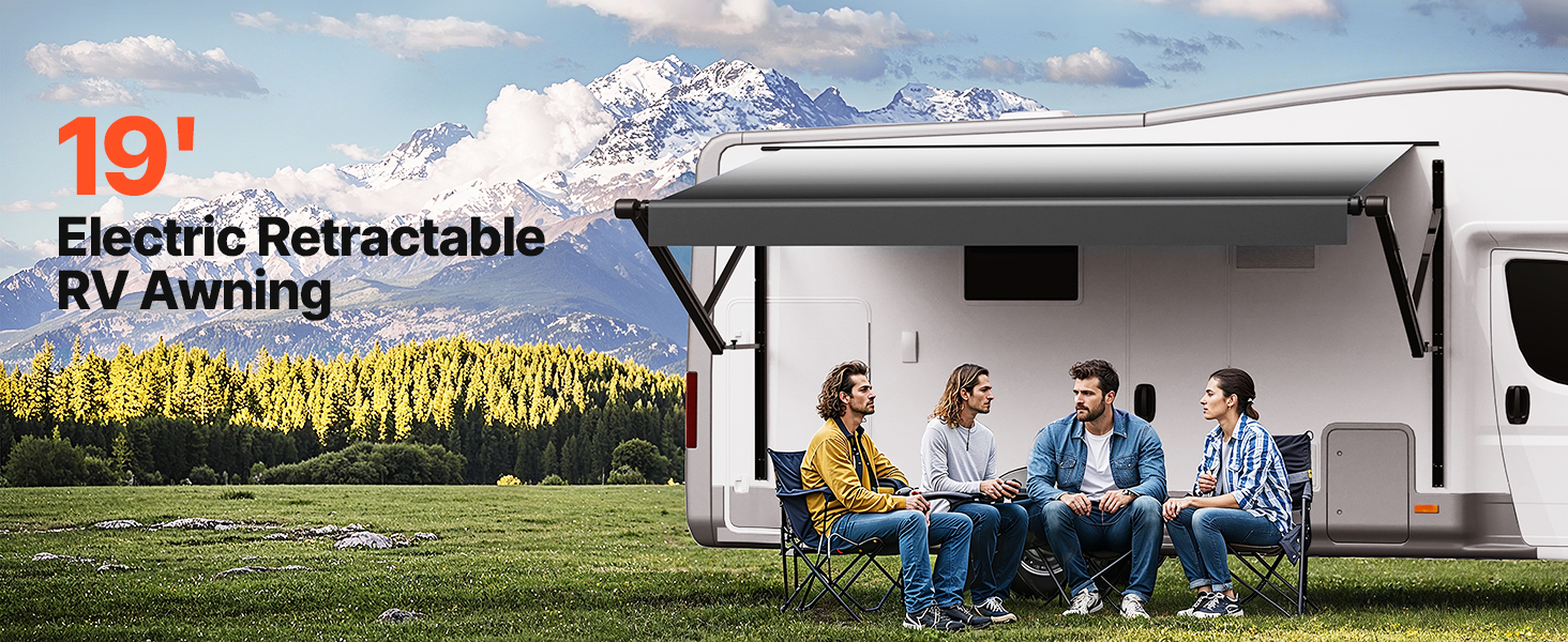 19' RV Replacement Awning Electric Trailer Awning for Most DC12V RVs ...