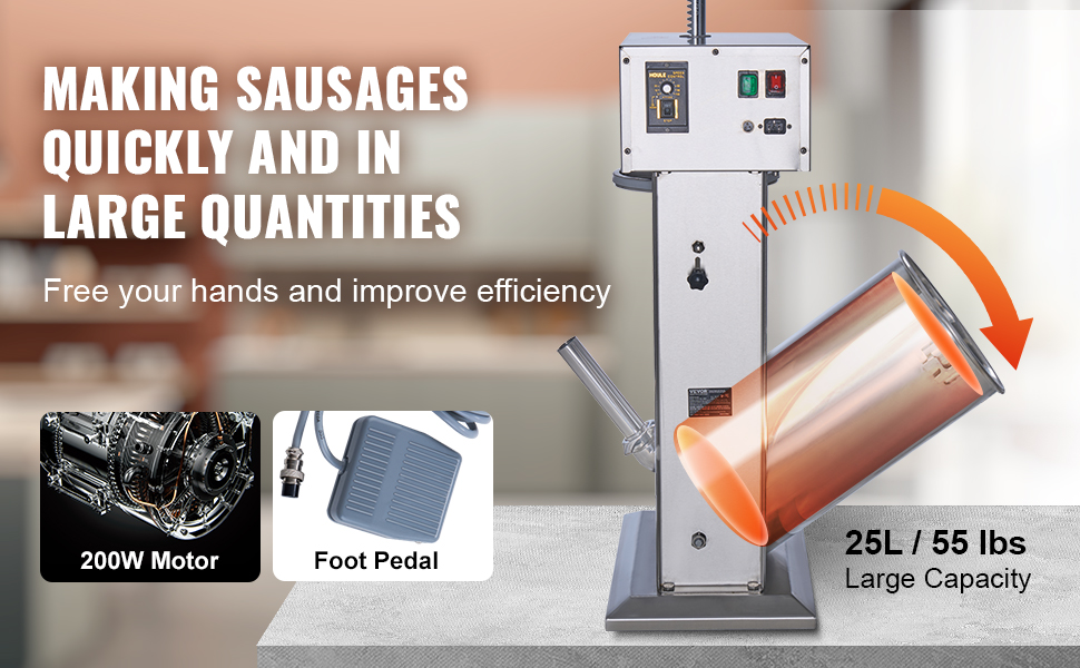 VEVOR Electric Sausage Stuffer 25 L Vertical Meat Stuffer 304 Stainless ...