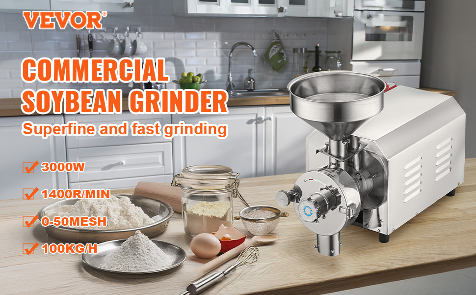 VEVOR Grain Grind Mill Grain Grinding Machine 3000W Food Processing ...