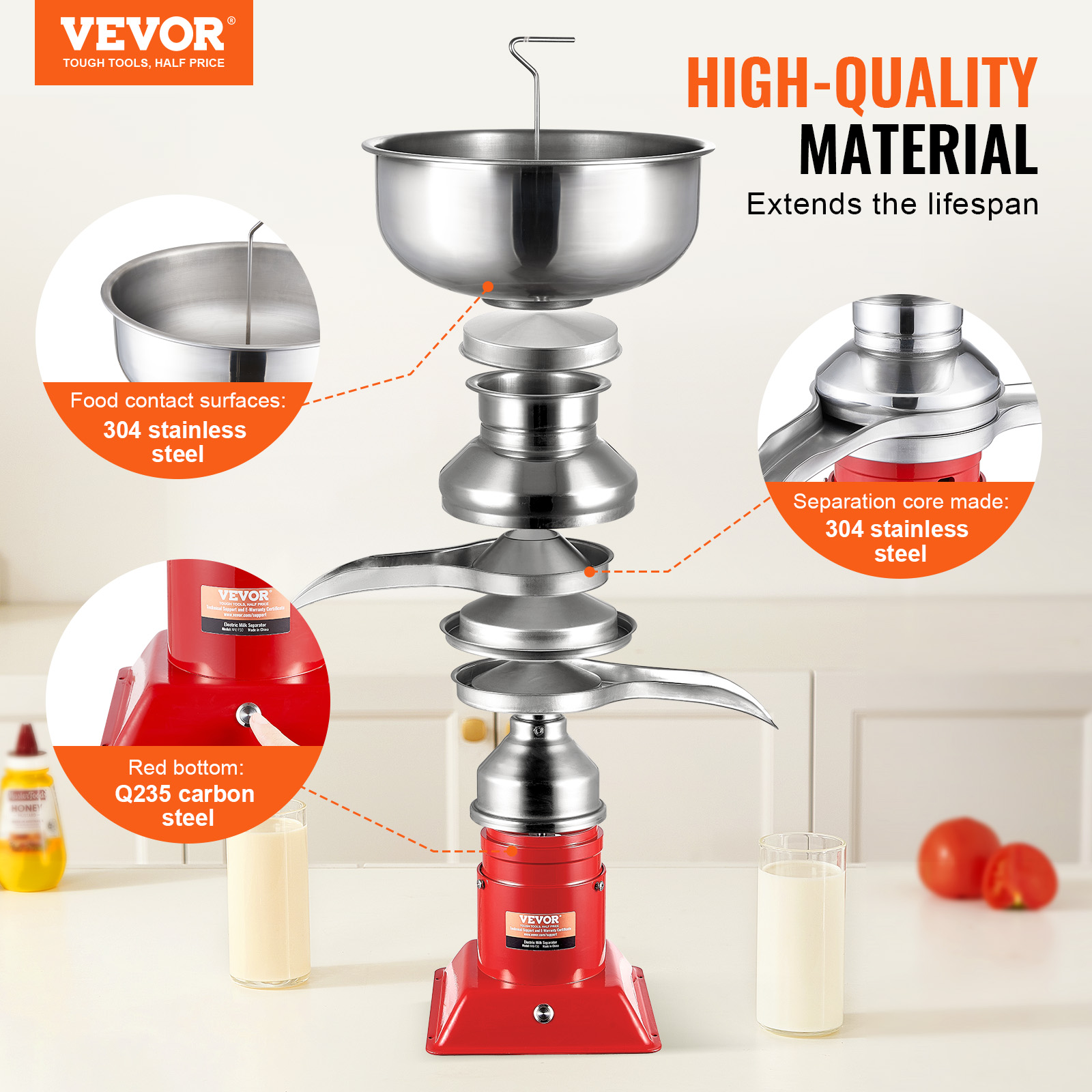 Milk Cream Centrifugal Separator Electric Cream Separator 100L/H 100 ...