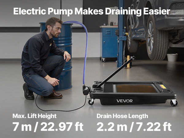 VEVOR Low Profile Oil Drain Pan, 17 Gallon Oil Drain Pan with Pump, Oil ...