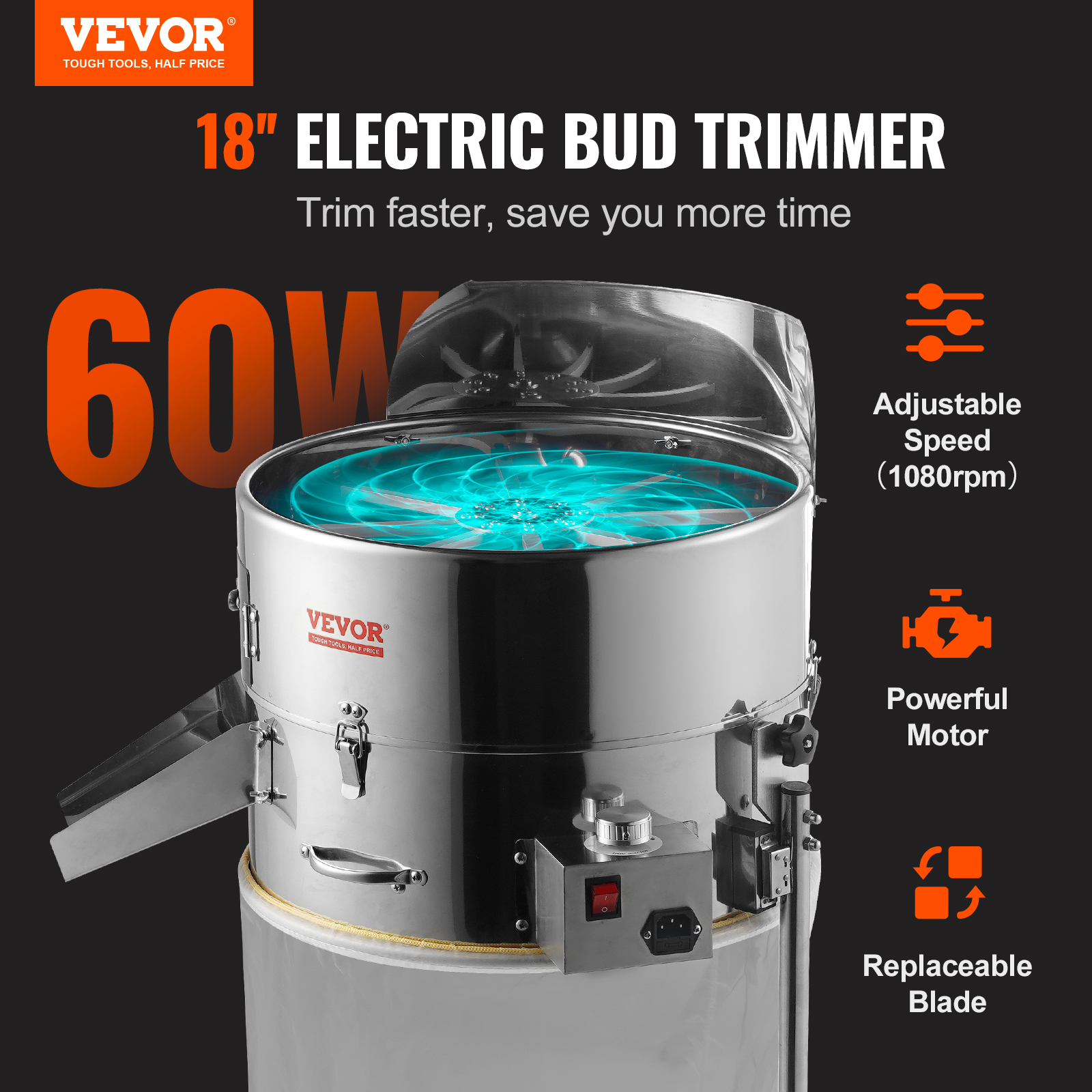 VEVOR Bud Leaf Trimmer Stainless Steel Manual / Electric Bud Trimmer ...