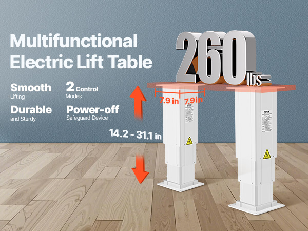 260 lbs Adjustable Electric Table Lifting Column System 14.2-31.1 in ...