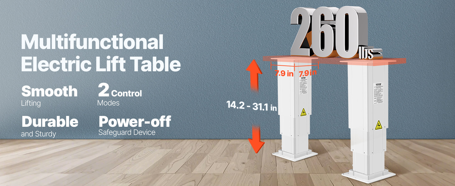 260 lbs Adjustable Electric Table Lifting Column System 14.2-31.1 in ...