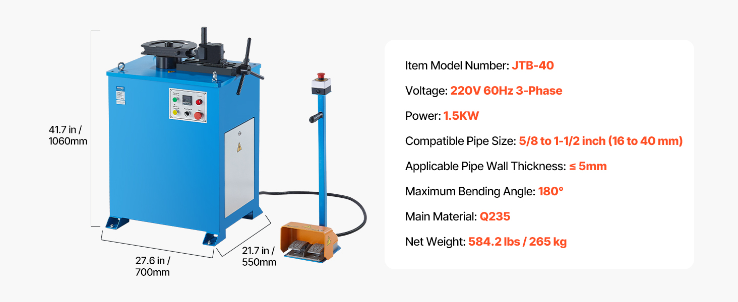 Electric Tube Bending Machine 1.5 KW Pipe Tube Bender for 5/8" to 1-1/2 ...