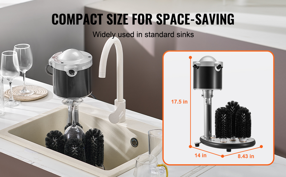 VEVOR Lavadora de Vasos Eléctrica con Barra de 5 Cepillos 600 tazas/h ...