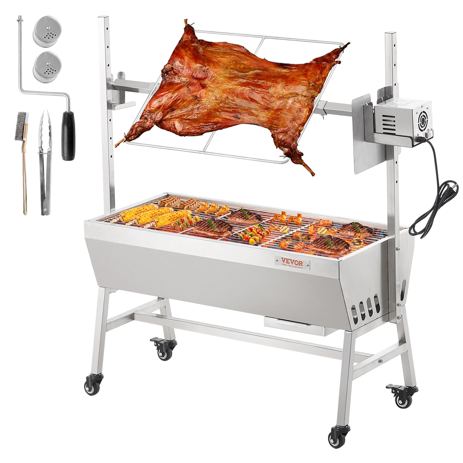 VEVOR Roaster Spit Rotisserie BBQ Grill Pig Lamb Chicken Roaster ...