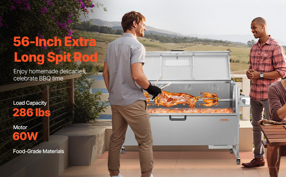 Roaster Spit Rotisserie BBQ Grill Pig Lamb Chicken Roaster with Cover ...