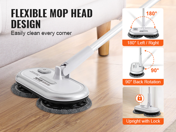 VEVOR Cordless Electric Mop Electric Spin Mop Floor Cleaning Dual ...