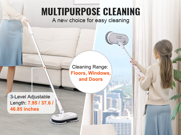 VEVOR Cordless Electric Mop Electric Spin Mop Floor Cleaning Dual ...