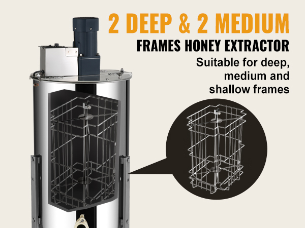 VEVOR Electric Honey Extractor, 2/4 Frames Honey Spinner Extractor ...