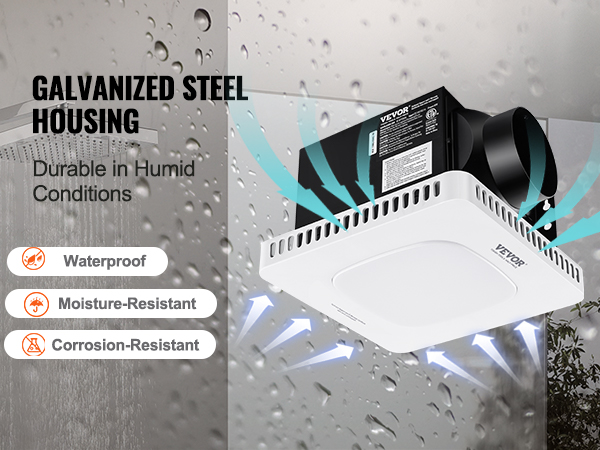 VEVOR Bathroom Exhaust Fan, 80 CFM High-Efficiency Ventilation, 1 ...
