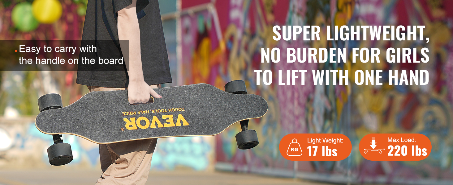 VEVOR Electric Skateboard with Remote, 25 Mph Top Speed & 11.2 Miles ...