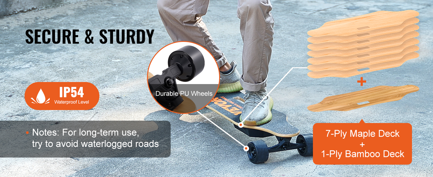 VEVOR Electric Skateboard with Remote, 25 Mph Top Speed & 11.2 Miles ...