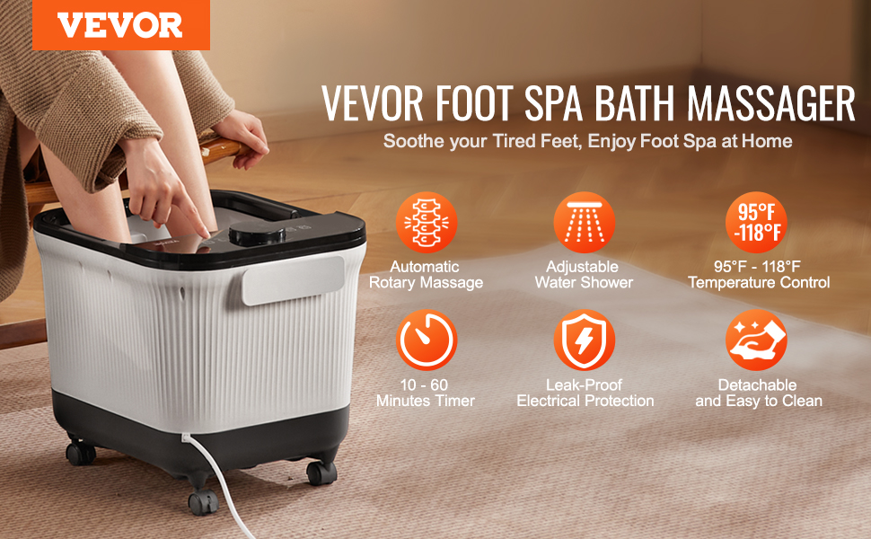VEVOR Foot Spa Bath Massager with Heat Pedicure Foot Bath Tub for ...