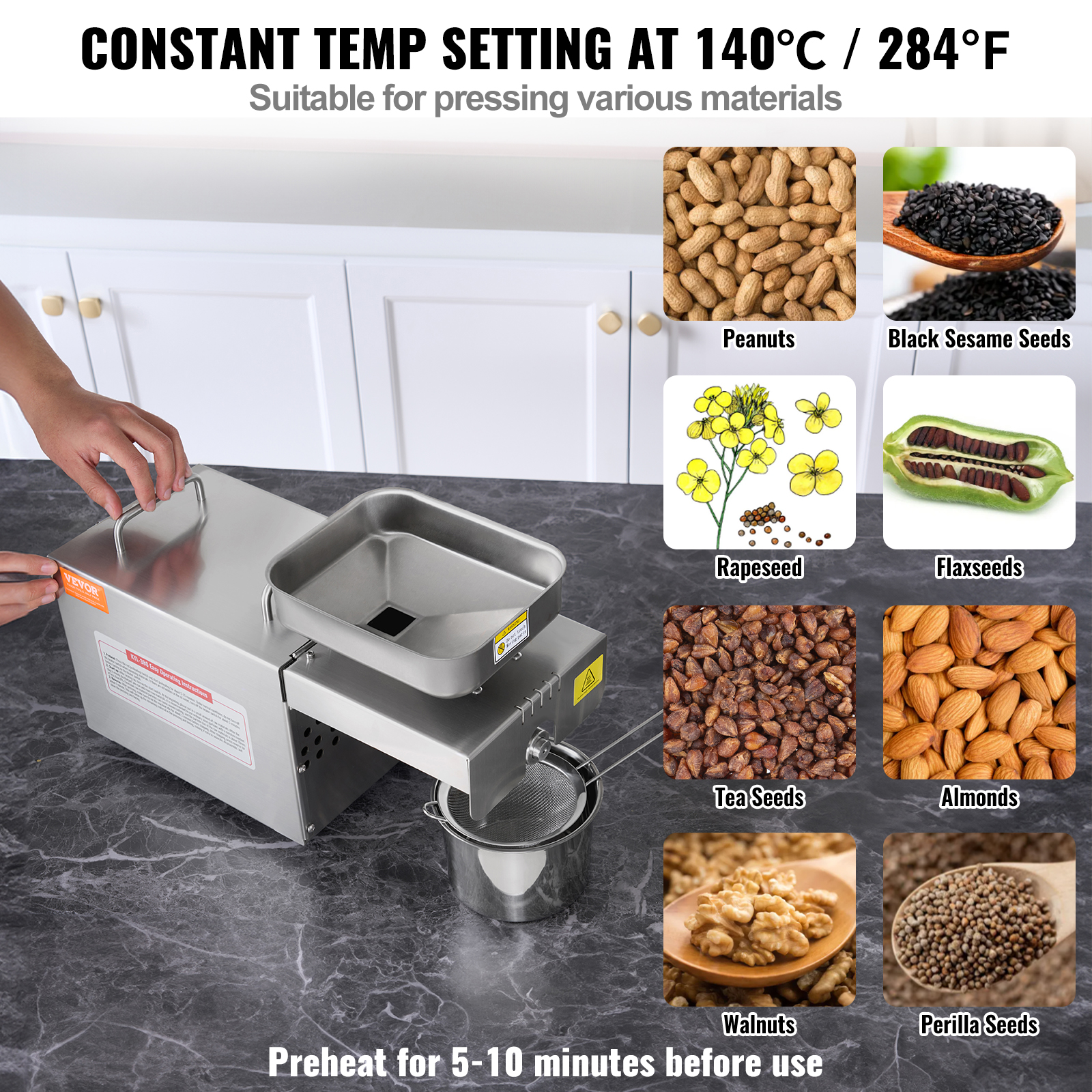 Manual/Electric Oil Press Machine Stainless Steel Oil Extractor Peanuts ...