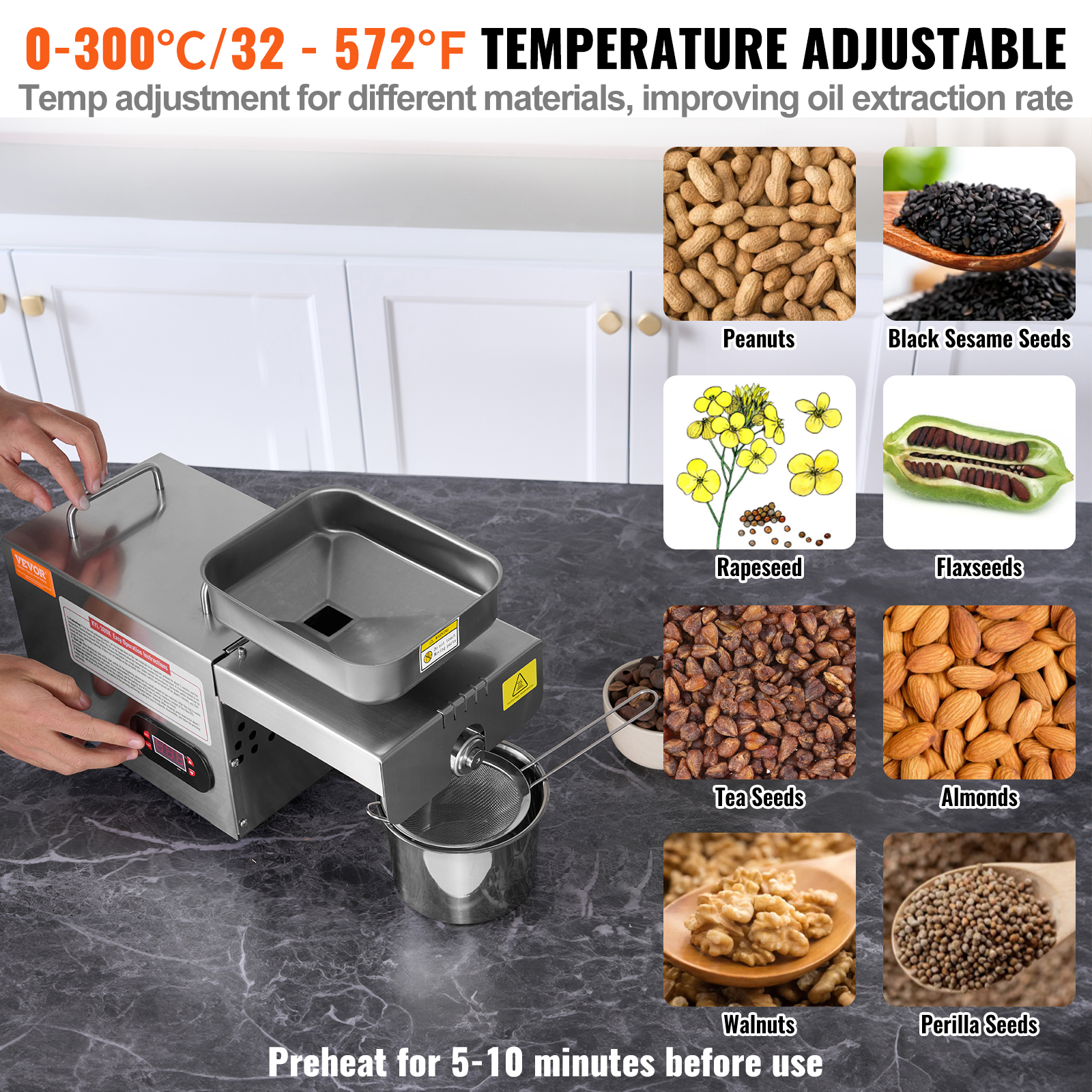 Manual/Electric Oil Press Machine Stainless Steel Oil Extractor Peanuts ...