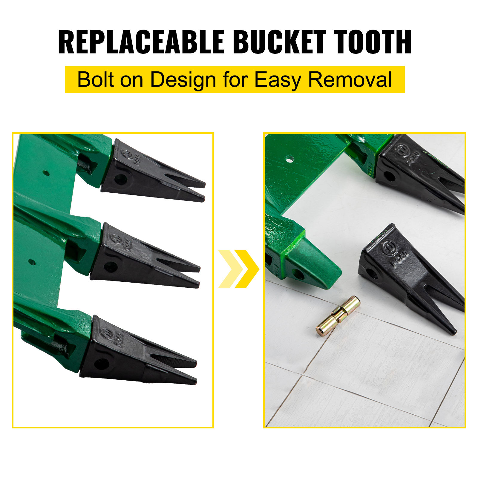 VEVOR Bucket Tooth Bar, 49'' Bolt on Tooth Bar, with 6 Weld-on Shanks ...