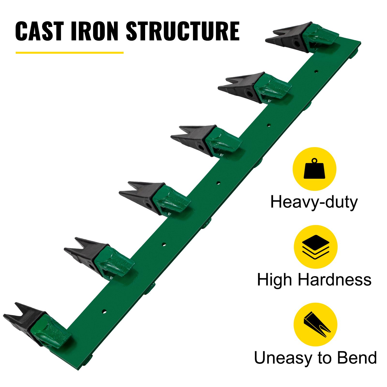 VEVOR Bucket Tooth Bar, 49'' Bolt on Tooth Bar, with 6 Weld-on Shanks ...