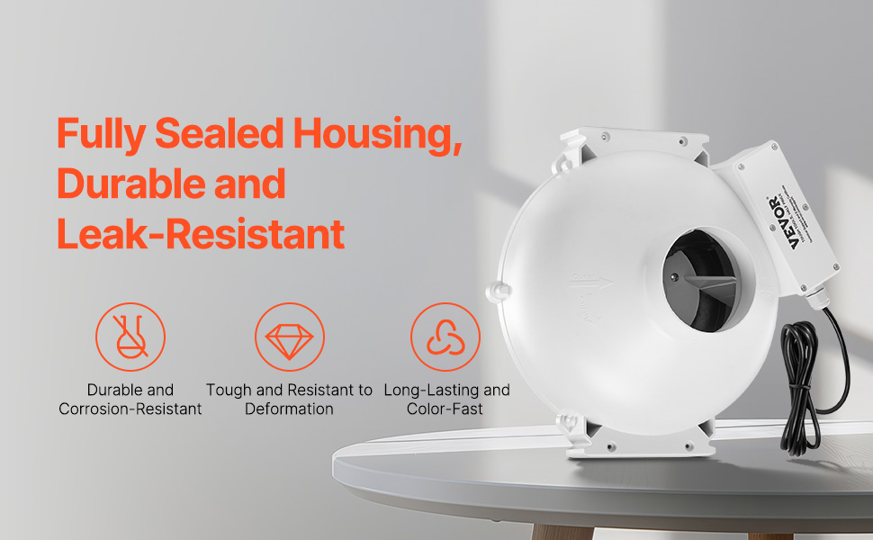 4" to 4.5" Radon Mitigation Fan System Kit Quiet 260 CFM Inline Duct ...