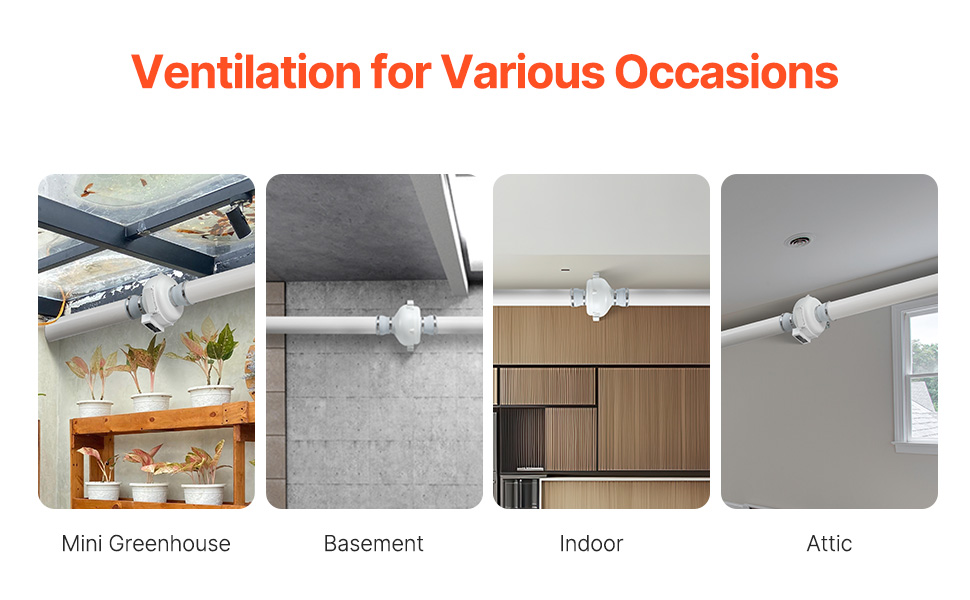 VEVOR 4" to 4.5" Radon Mitigation Fan System Kit Quiet 260 CFM Inline ...