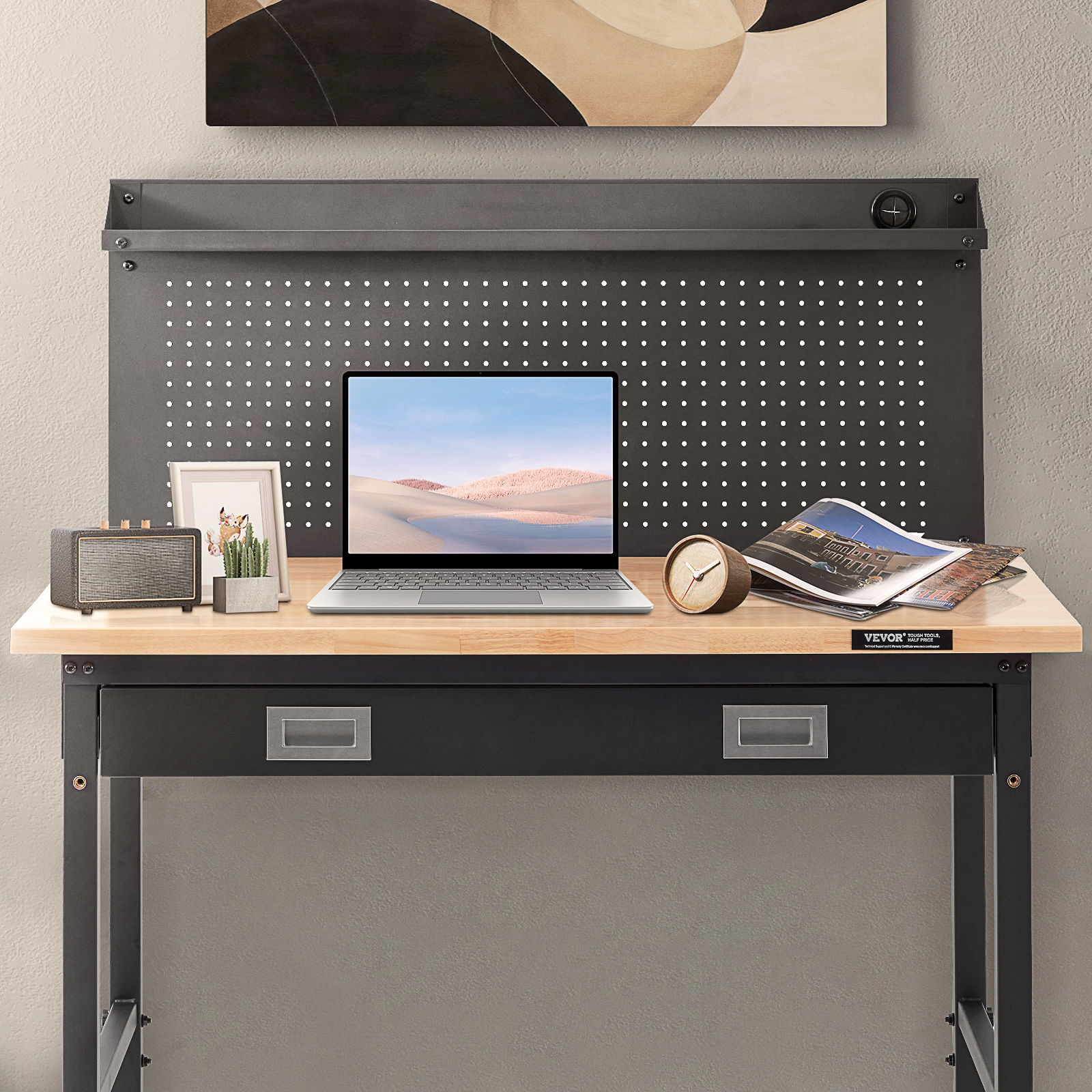 VEVOR Multifunctional Workbench 48x24" with Pegboard Worktable w/ Power ...