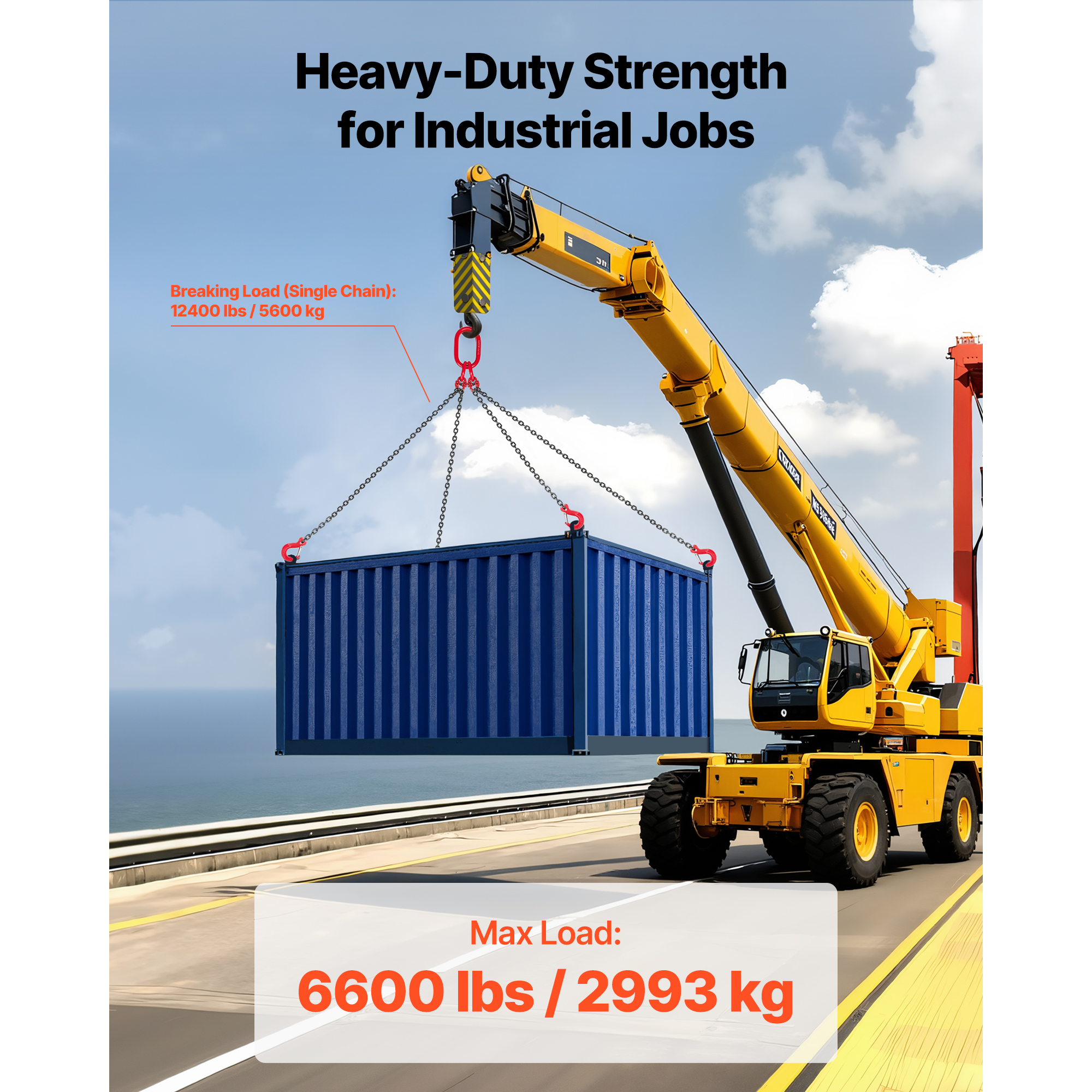 Mophorn Chain Sling, 6.3mm x 1.5m Lifting Chains with 4-Leg Grab Hooks ...