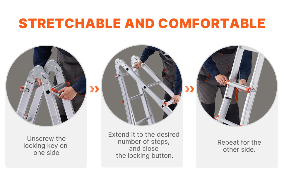 VEVOR Telescoping Ladder A Frame 11 FT Extension Multi-Function for ...