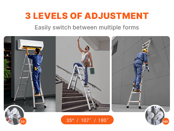 VEVOR Telescoping Ladder A Frame 13 FT Extension Multi-Function for ...