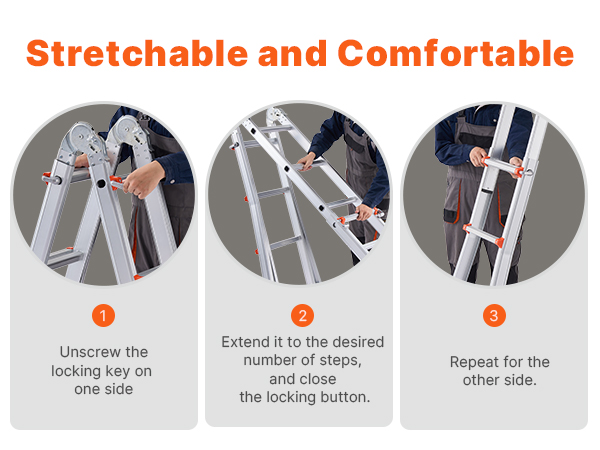 VEVOR Telescoping Ladder A Frame 13 FT Extension Multi-Function for ...