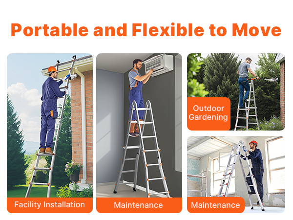 VEVOR Telescoping Ladder A Frame 13 FT Extension Multi-Function for ...