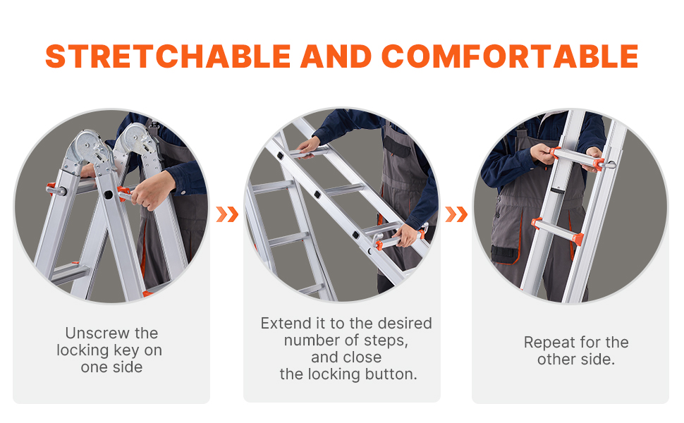 VEVOR Telescoping Ladder A Frame 15 FT Extension Multi-Function for ...