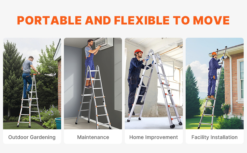 VEVOR Telescoping Ladder A Frame 15 FT Extension Multi-Function for ...