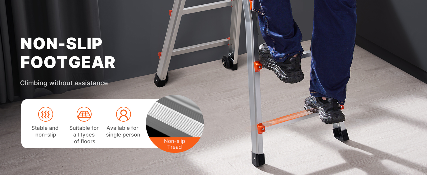 VEVOR Telescoping Ladder A Frame 16.7 FT Extension Multi-Function for ...