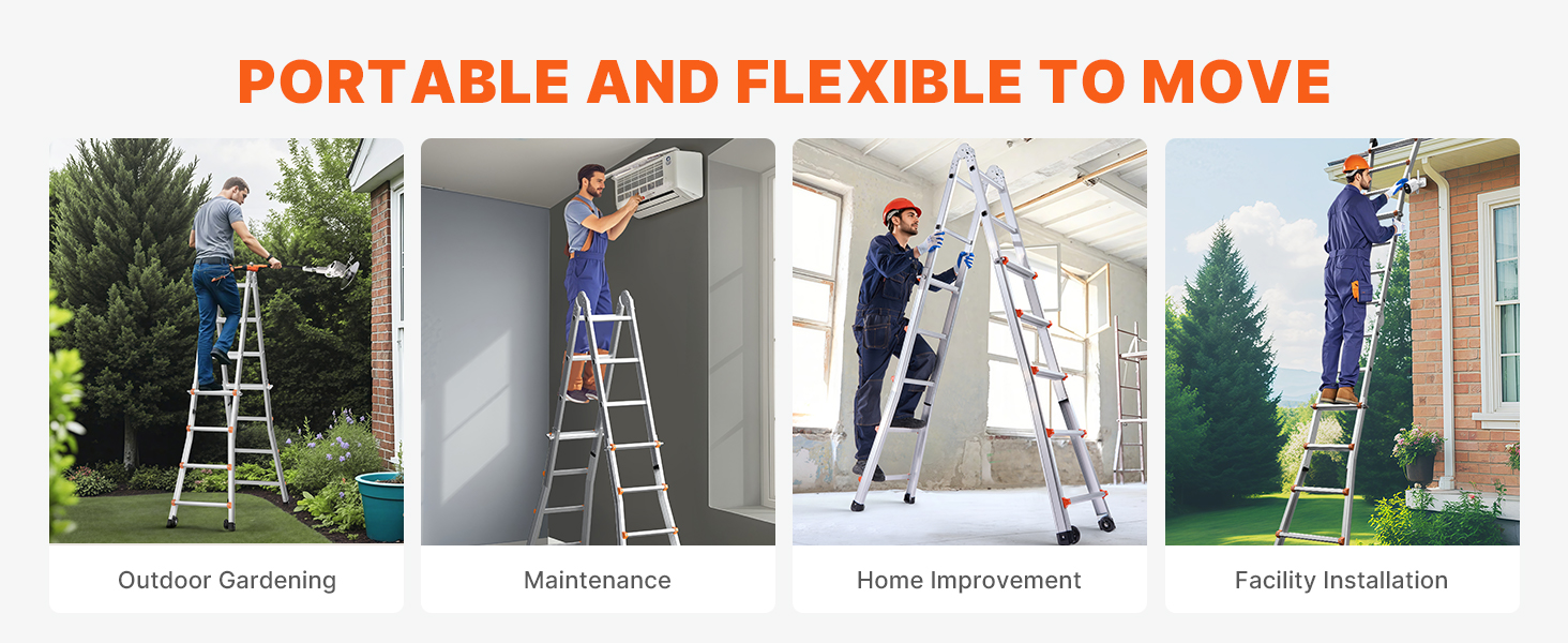 Designed with a sliding track mechanism, this ladder extends and ...